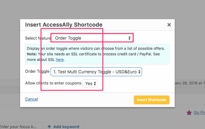How To Set Up An Order Toggle - AccessAlly™ Knowledge Base