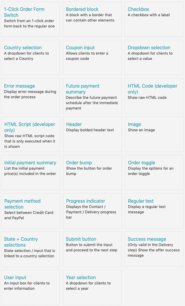 A List of Customization Elements For AccessAlly Order Forms ...