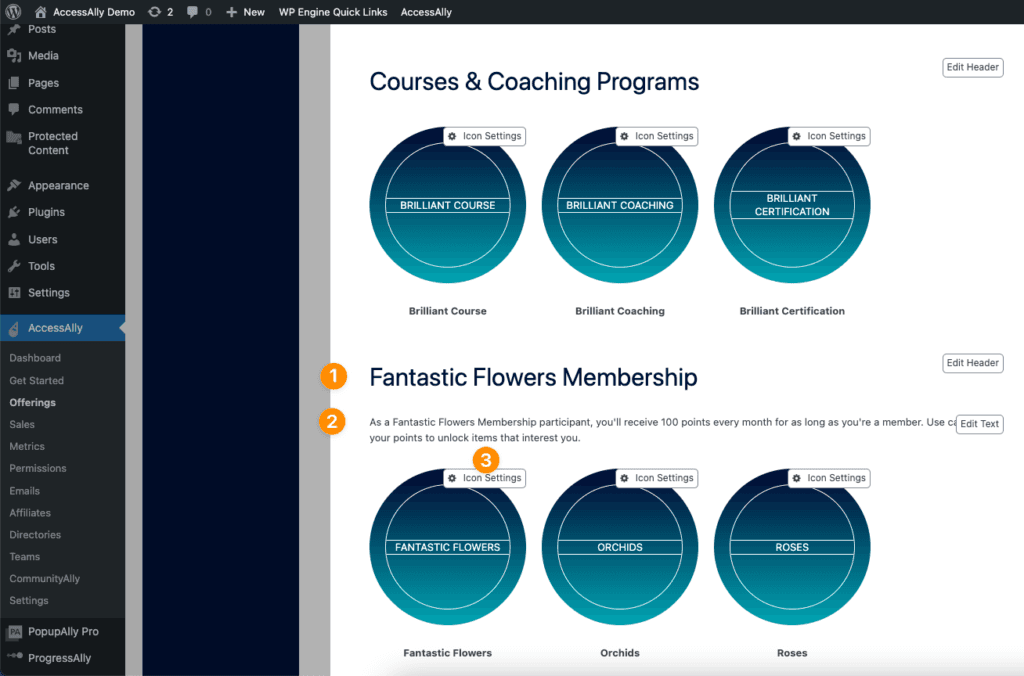 Create An Icon Dashboard For Courses and Memberships